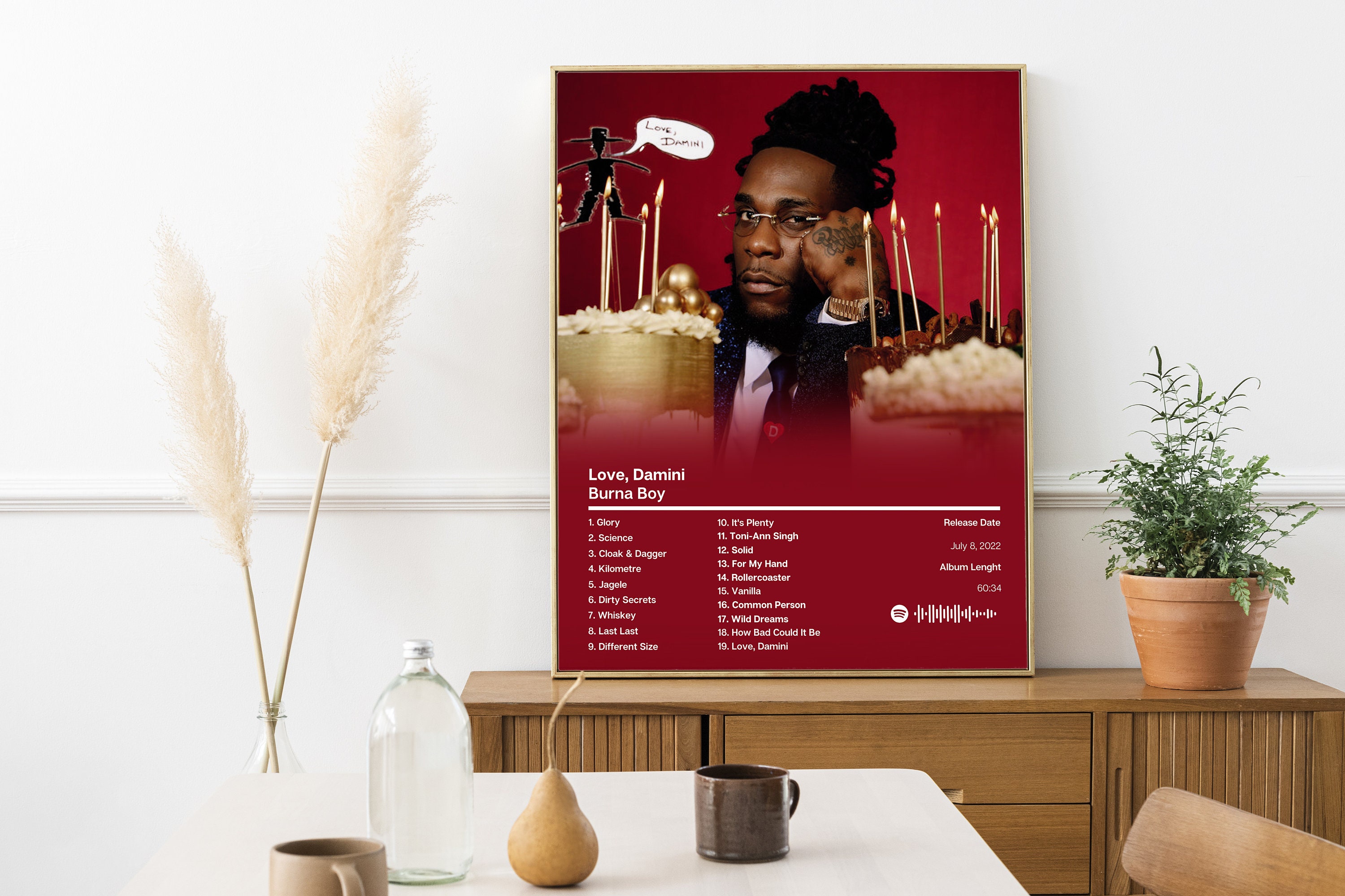 Burna Boy Poster Love, Damini Poster Tracklist Album Cover Poster ...