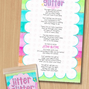 Jitter Glitter • First Day of School Poem • 4x6” Printable + Bag Topper ...