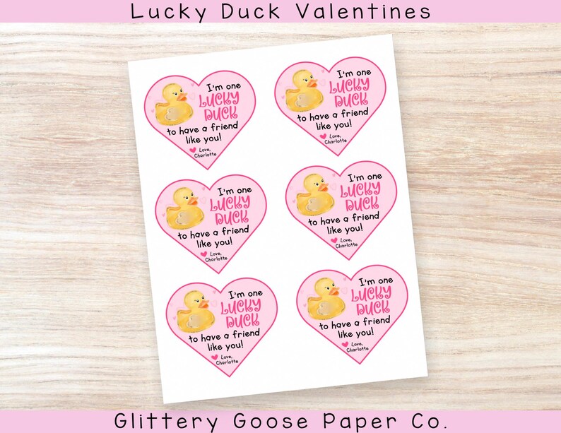 Lucky Duck Valentine | Class Valentine | Rubber Duck | Friendship Card ...