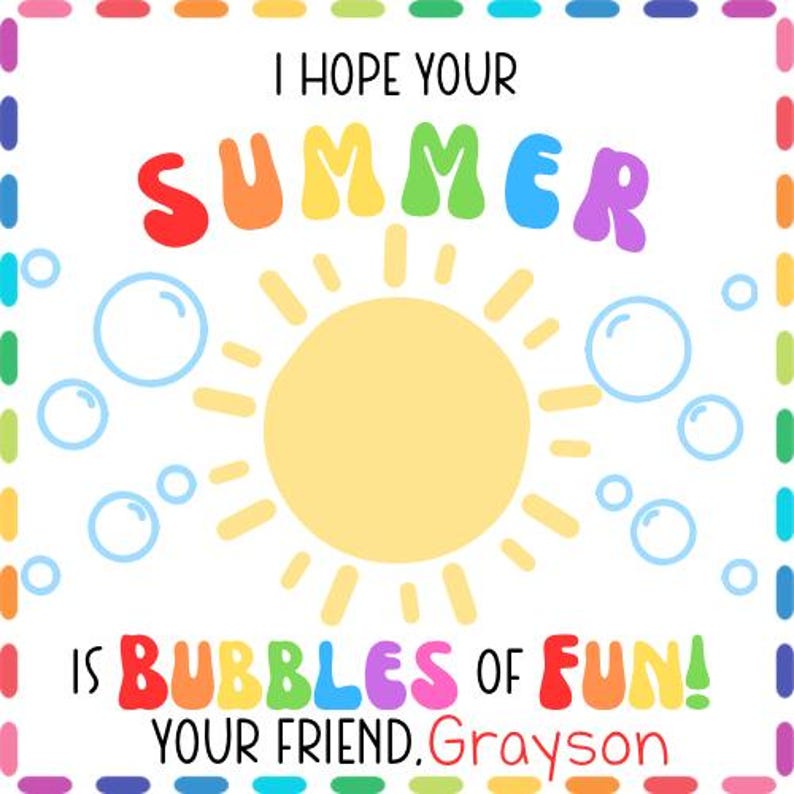 Hope Your Summer is Bubbles of Fun | Gift Tag for Bubbles | Summer ...