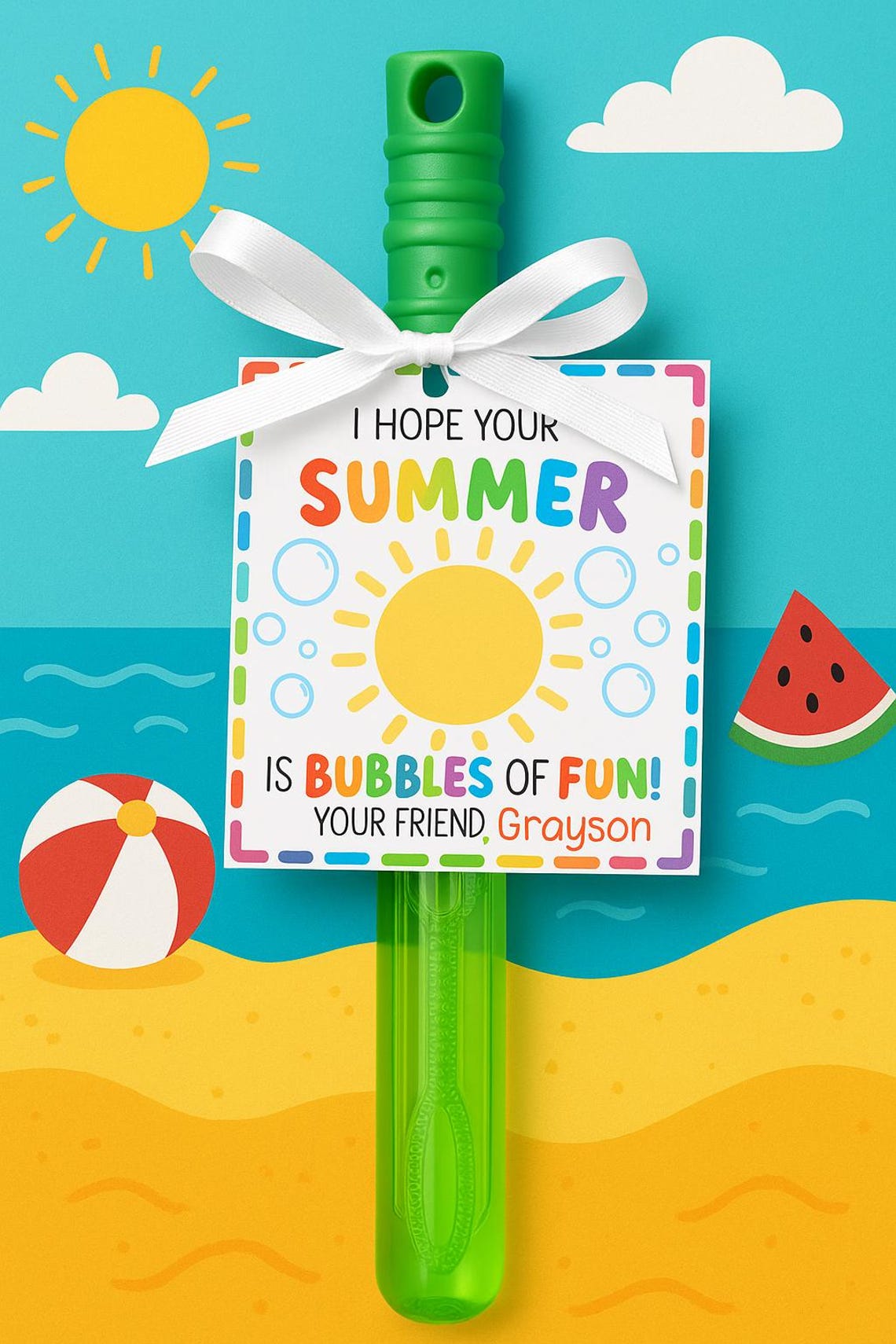 End of School Year Bubble Gift Tags | Editable in Canva | Summer Class ...