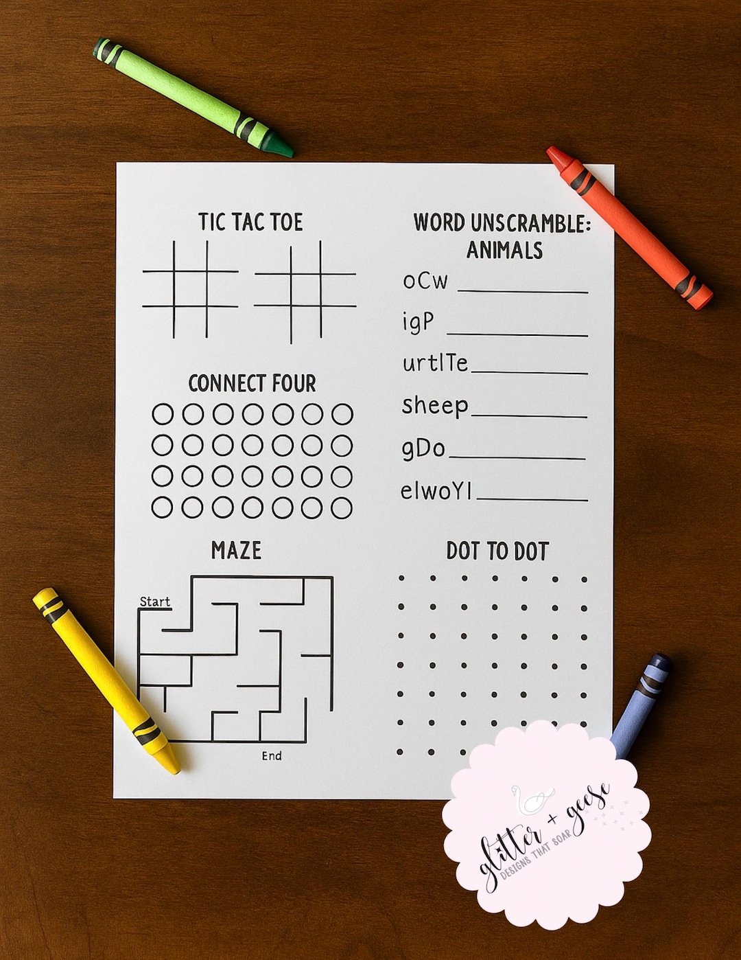 Printable Kids Activity Sheets | Game Bundle for Kids | Tic Tac Toe ...