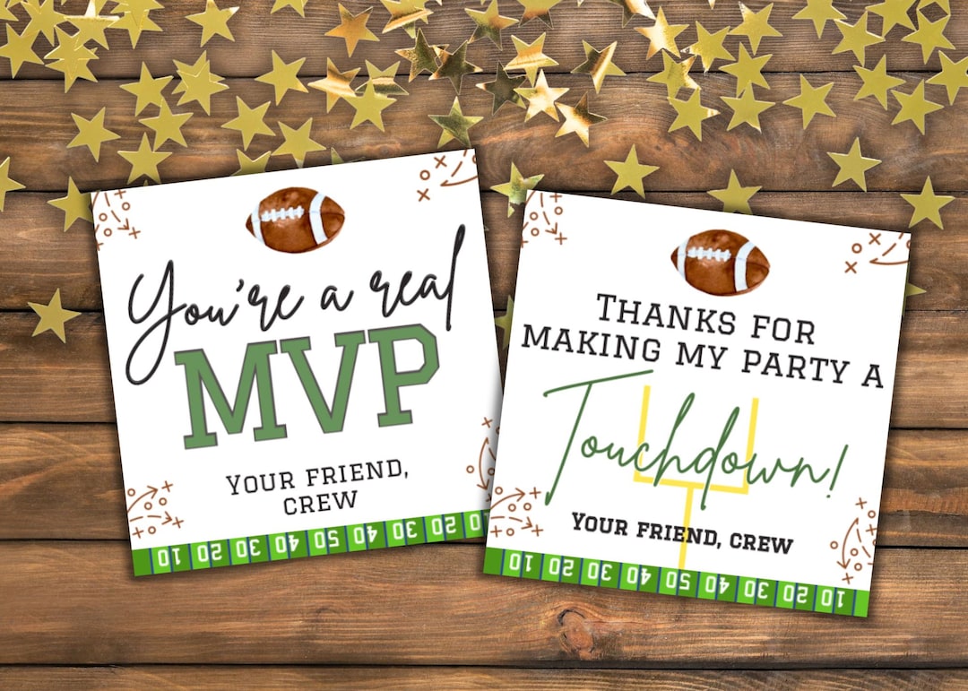 Editable Football Party Favor Tags | Game Day Thank You Tags for Boys ...