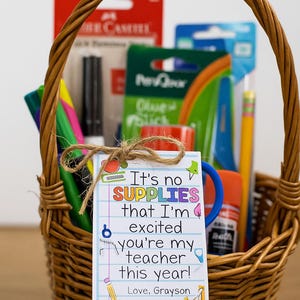 Teacher School Supplies Gift Tag | Teacher Gift Tag | I’m Excited You ...