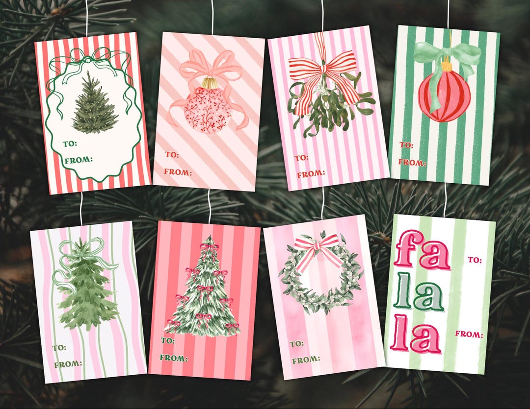 Christmas Gift Tags Printable Bundle | 18 Holiday Tags | 2x3” DIY Gift ...