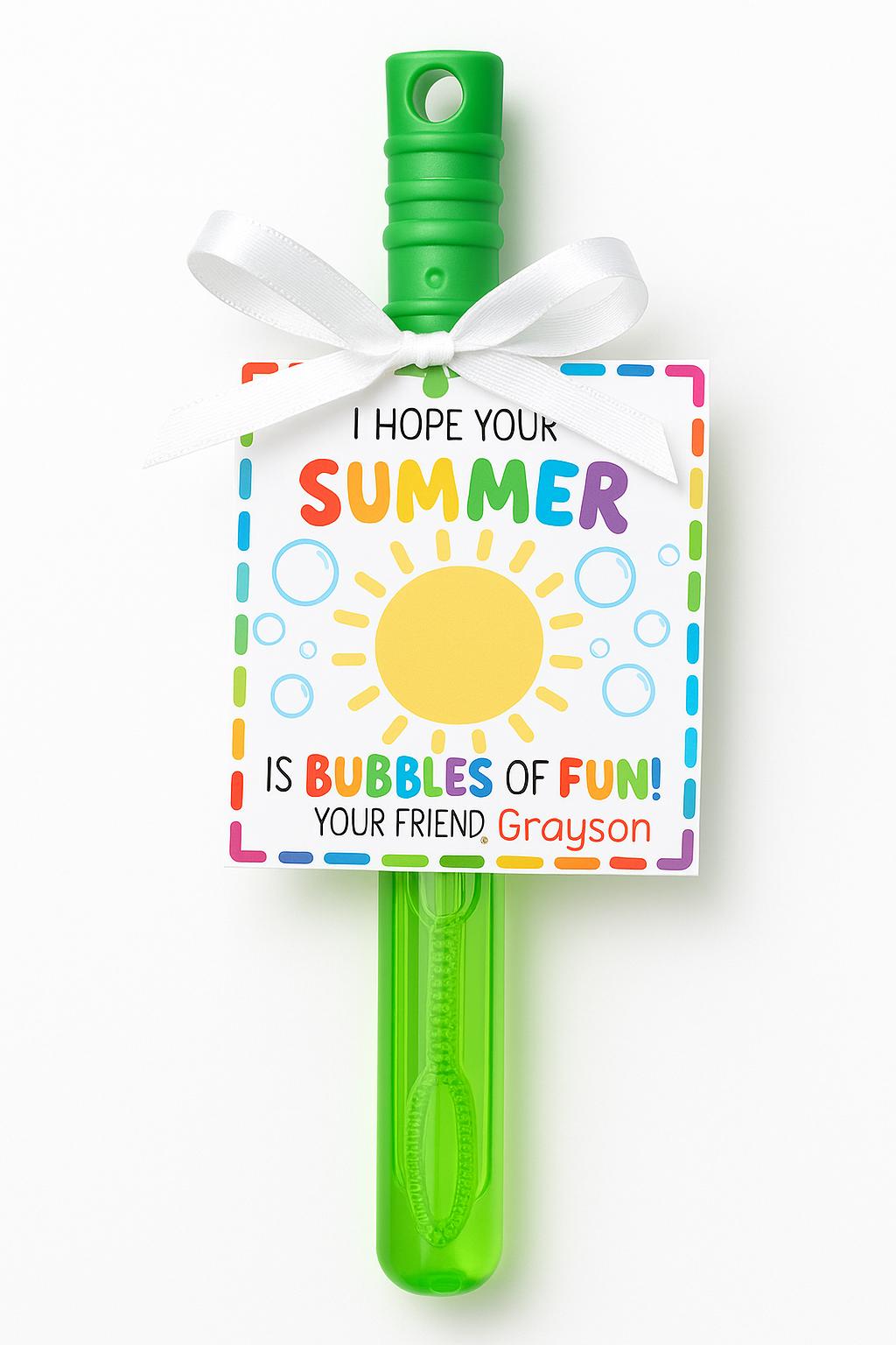 Hope Your Summer is Bubbles of Fun | Gift Tag for Bubbles | Summer ...