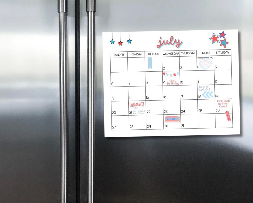 July Calendar Template: Printable & Editable in Canva (digital Download ...