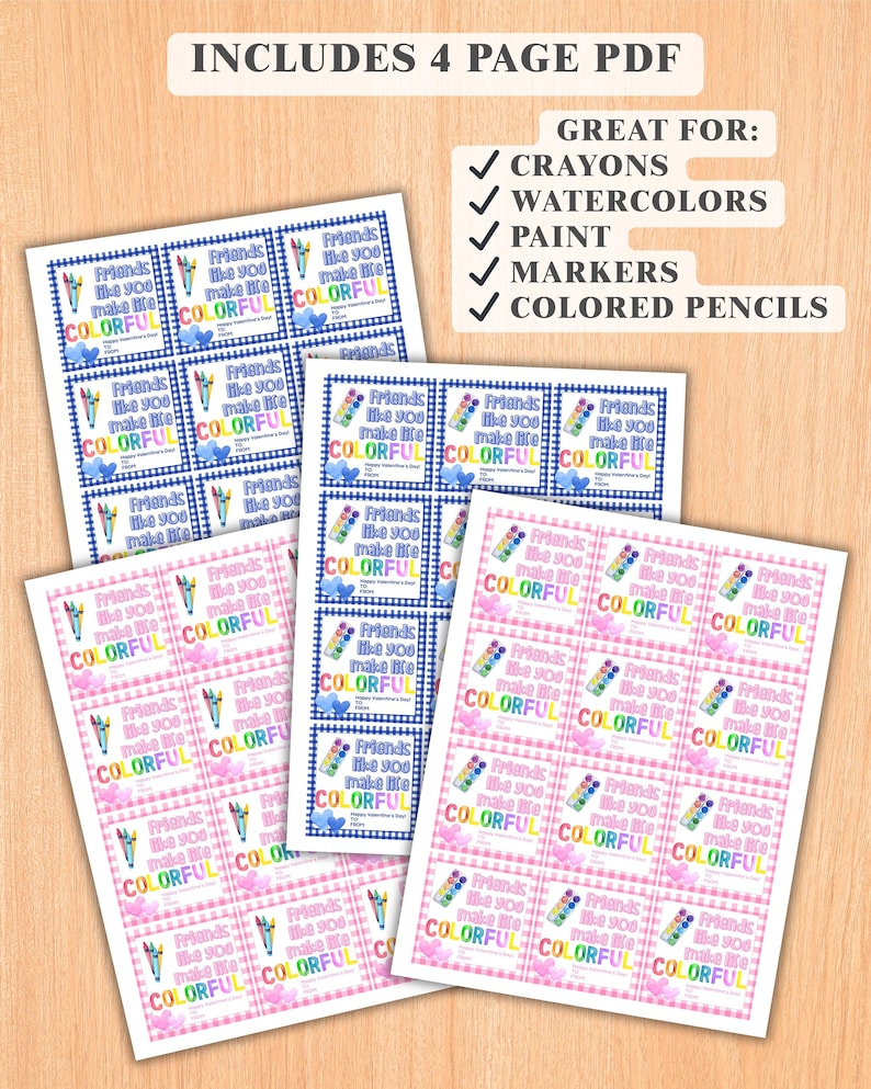 Colorful Valentine for Kids | Friends Like You Make Life Colorful ...