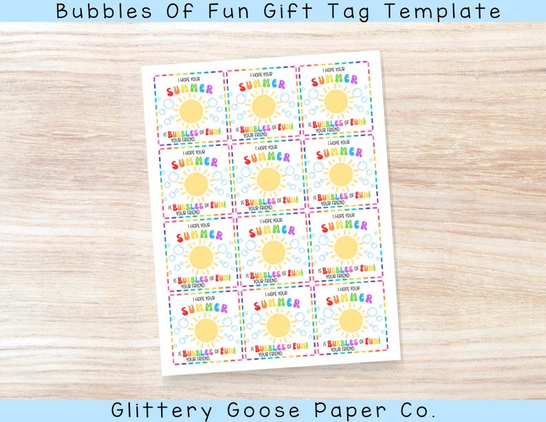 Hope Your Summer is Bubbles of Fun | Gift Tag for Bubbles | Summer ...