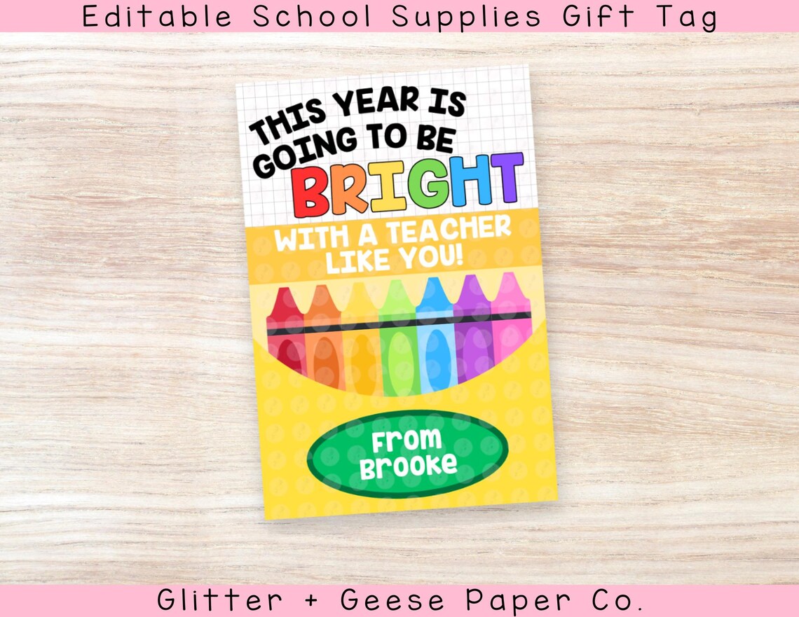 Teacher School Supplies Gift Tag | Teacher Gift Tag | This Year is ...