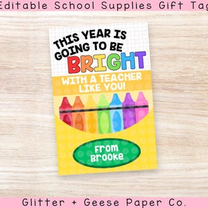 Teacher School Supplies Gift Tag | Teacher Gift Tag | This Year is ...
