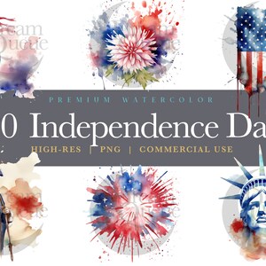 4th of July Watercolor Clipart July Fourth Patriotic Clip - Etsy
