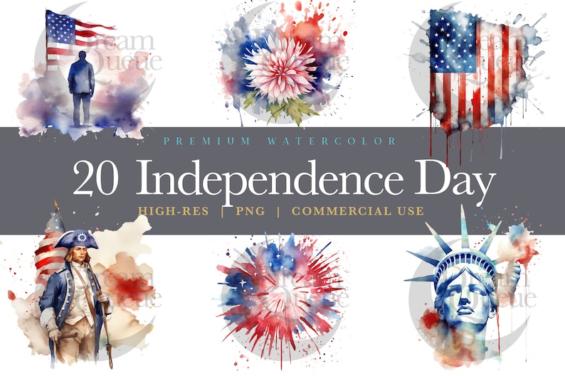 4th of July Watercolor Clipart July Fourth Patriotic Clip - Etsy