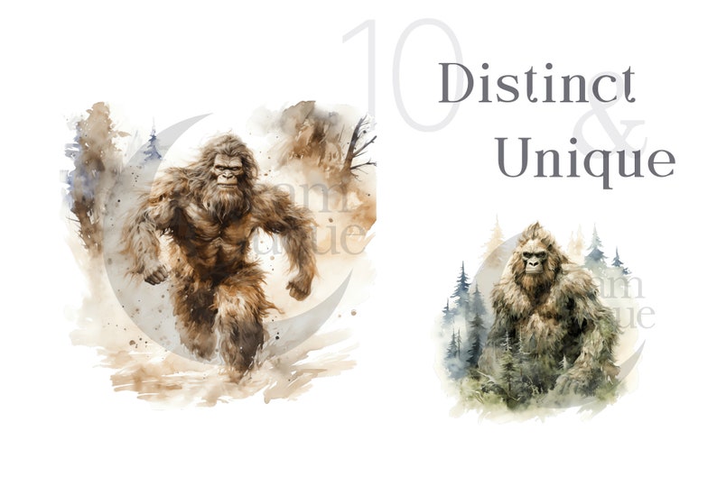 Watercolor Sasquatch Clipart, Bigfoot Clipart, Digital Graphics for ...