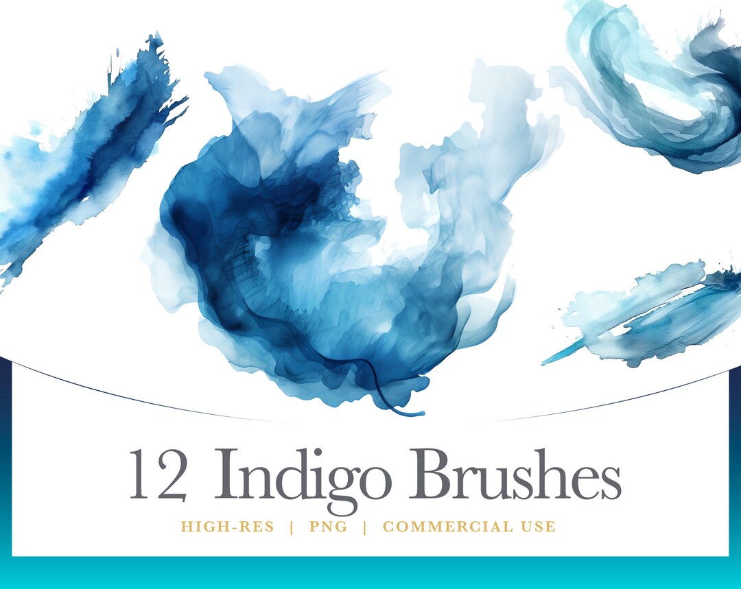 Watercolor Brush Stroke Clip Art, Blue Texture, Digital Graphics for ...