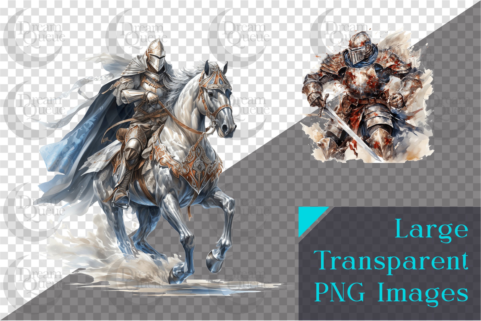 Watercolor Armored Knights Clipart, Medieval Knight, Digital Graphics ...