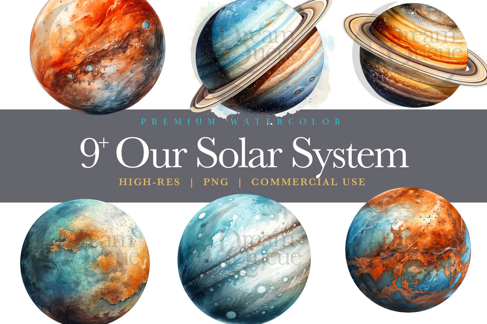 Watercolor Solar System Clipart, Milky Way Galaxy, Digital Graphics for ...