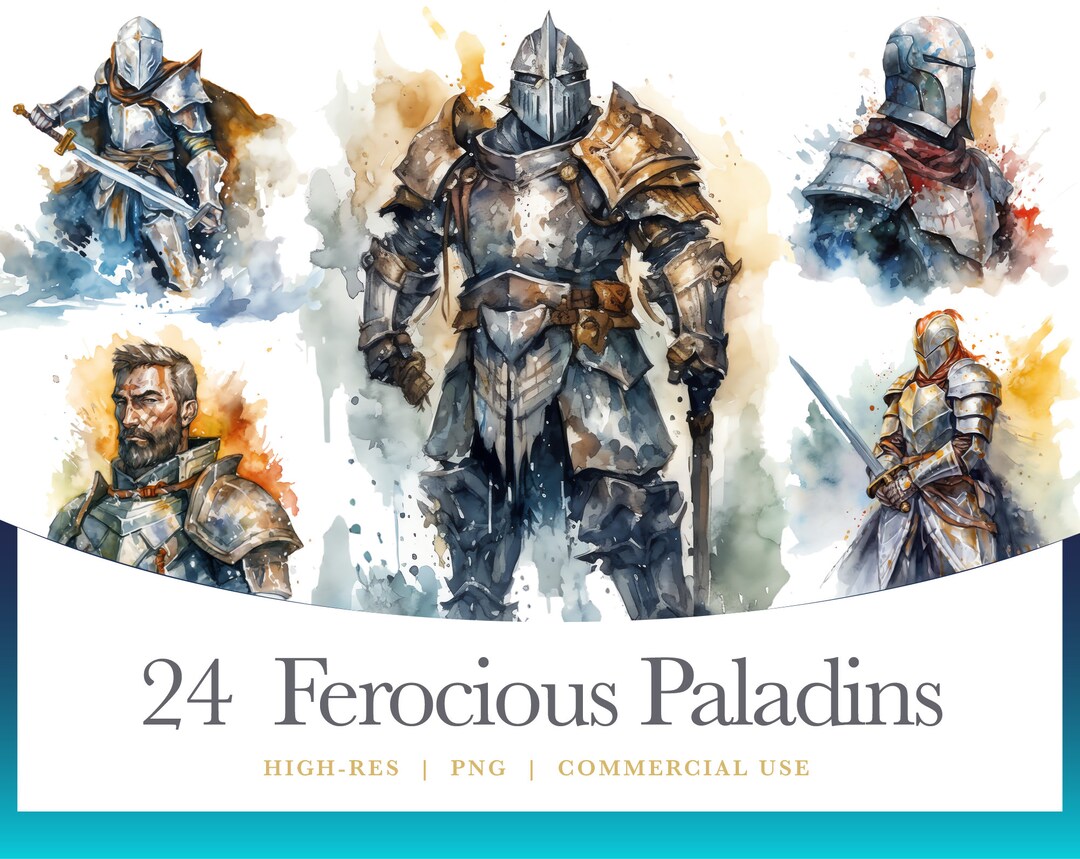 Watercolor Paladin Clipart, Medieval Knight, Digital Graphics for ...
