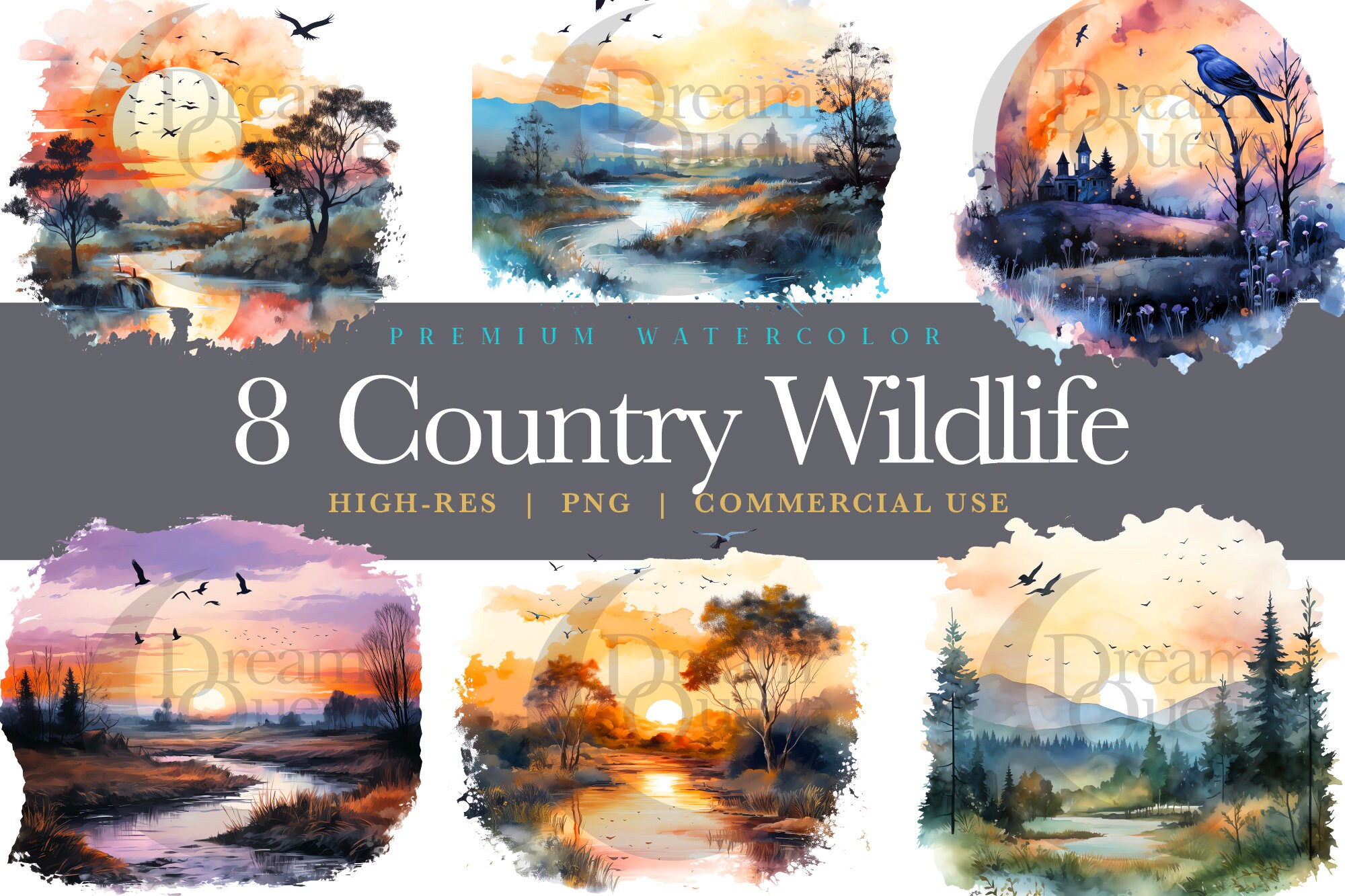 Watercolor Wildlife Clipart Hunting Digital Graphics for - Etsy