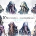 Fantasy Watercolor Illithid Clipart, Digital Graphics for Commercial ...