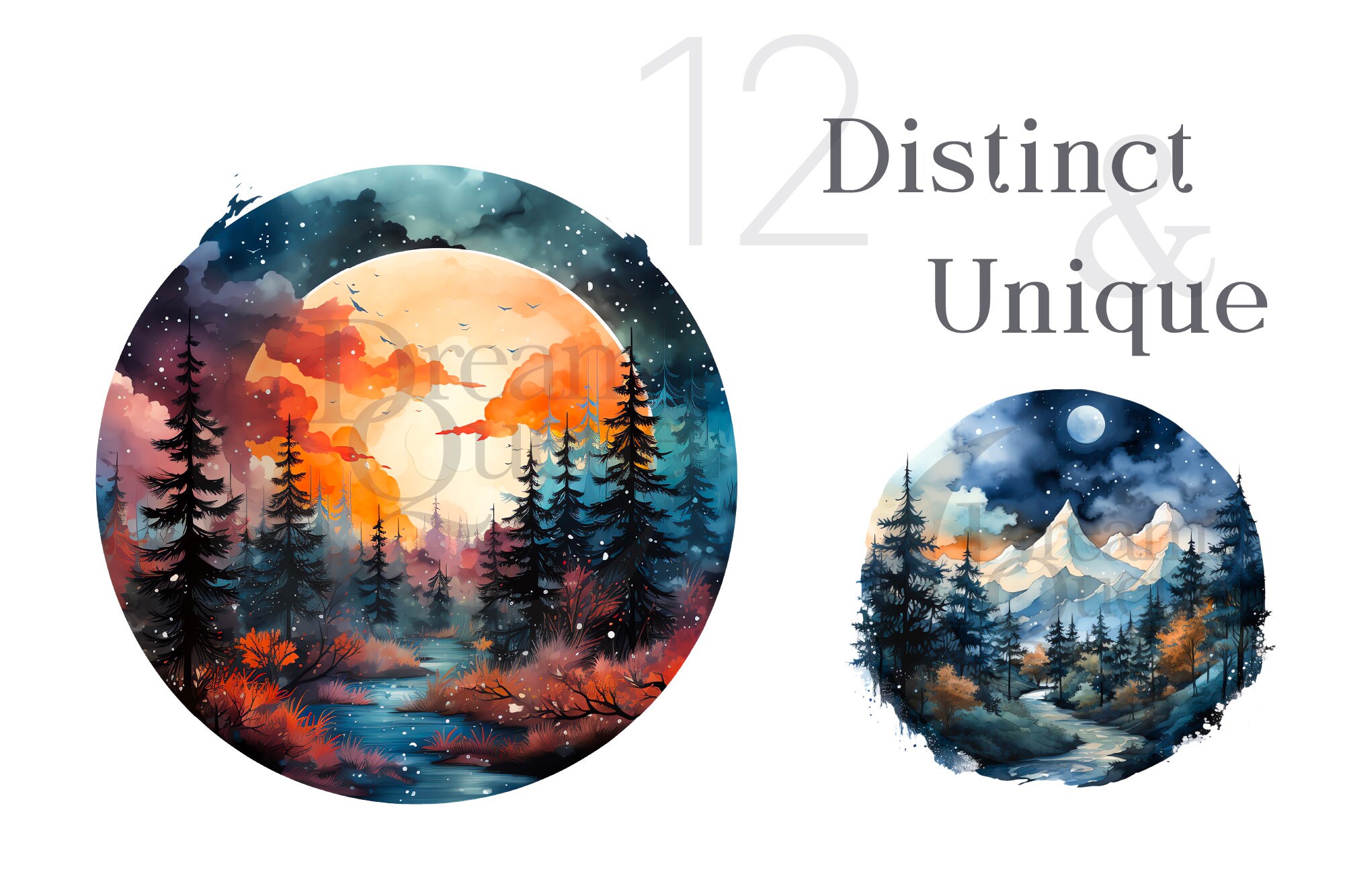 Night Sky Watercolor Clipart, Stars Moon Style, Magical Clipart ...