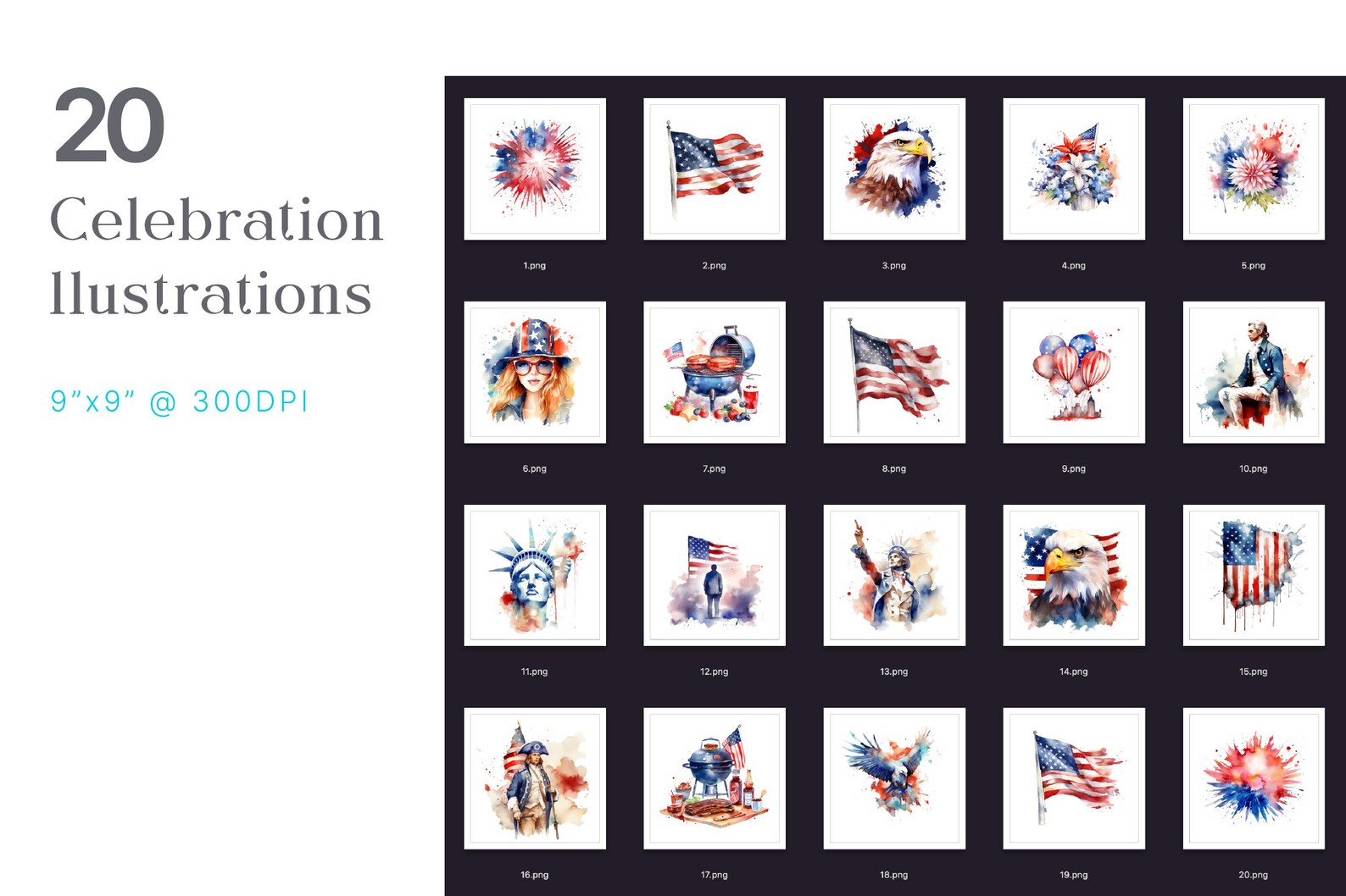 4th of July Watercolor Clipart July Fourth Patriotic Clip - Etsy