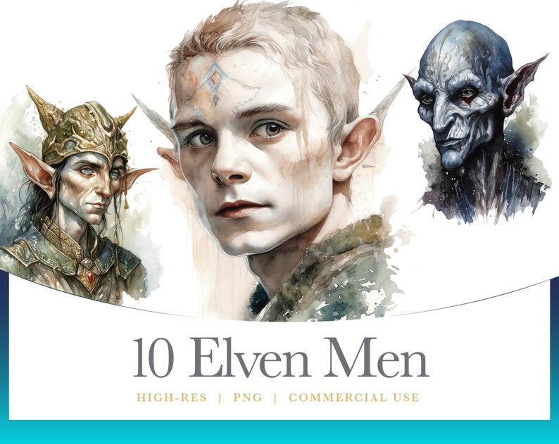 Watercolor Elven Men Clipart, Digital Graphics for Commercial Use ...