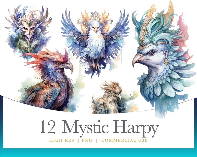 Watercolor Harpy Clipart, Mystic Harpy, Greek Mythology, Digital ...