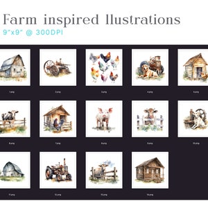 Farm Watercolor Clipart, Pig Cow Dog Barn, Digital Graphics for ...