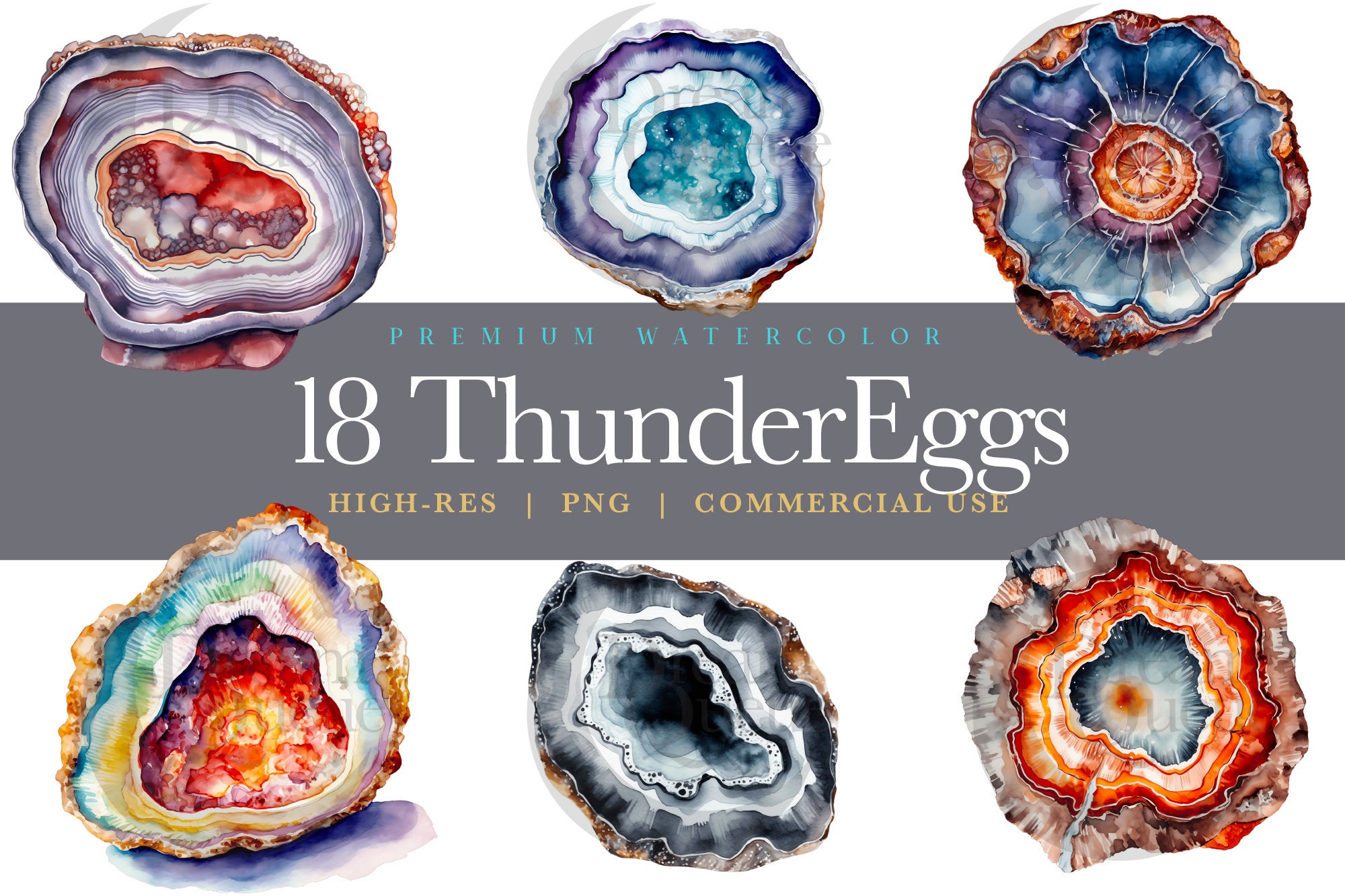 Watercolor Thunderegg Clipart, Geode Clipart, Digital Graphics for ...