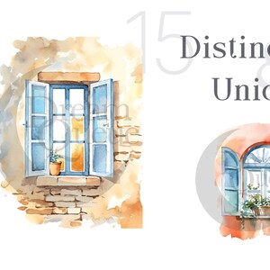 Watercolor Cottage Window Clipart: 15 PNG Graphics (digital Download ...