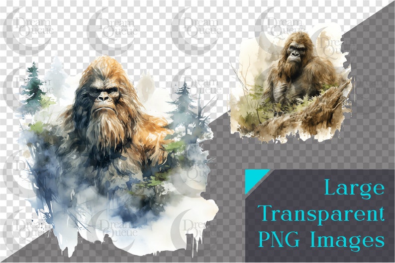 Watercolor Sasquatch Clipart, Bigfoot Clipart, Digital Graphics for ...