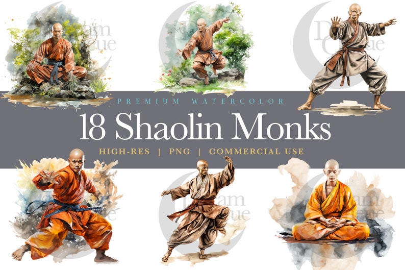 Watercolor Kung Fu Clipart, Martial Arts Clipart, Digital Graphics for ...
