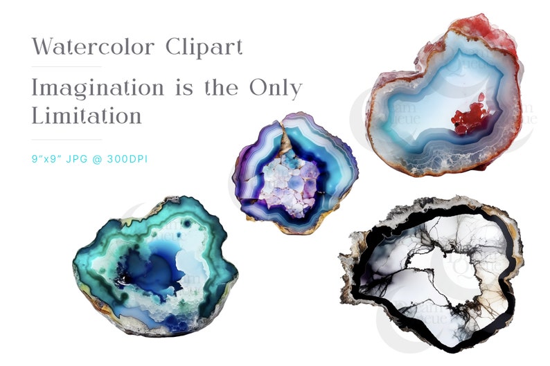 Watercolor Beach Agate Clipart, Digital Graphics for Commercial Use ...