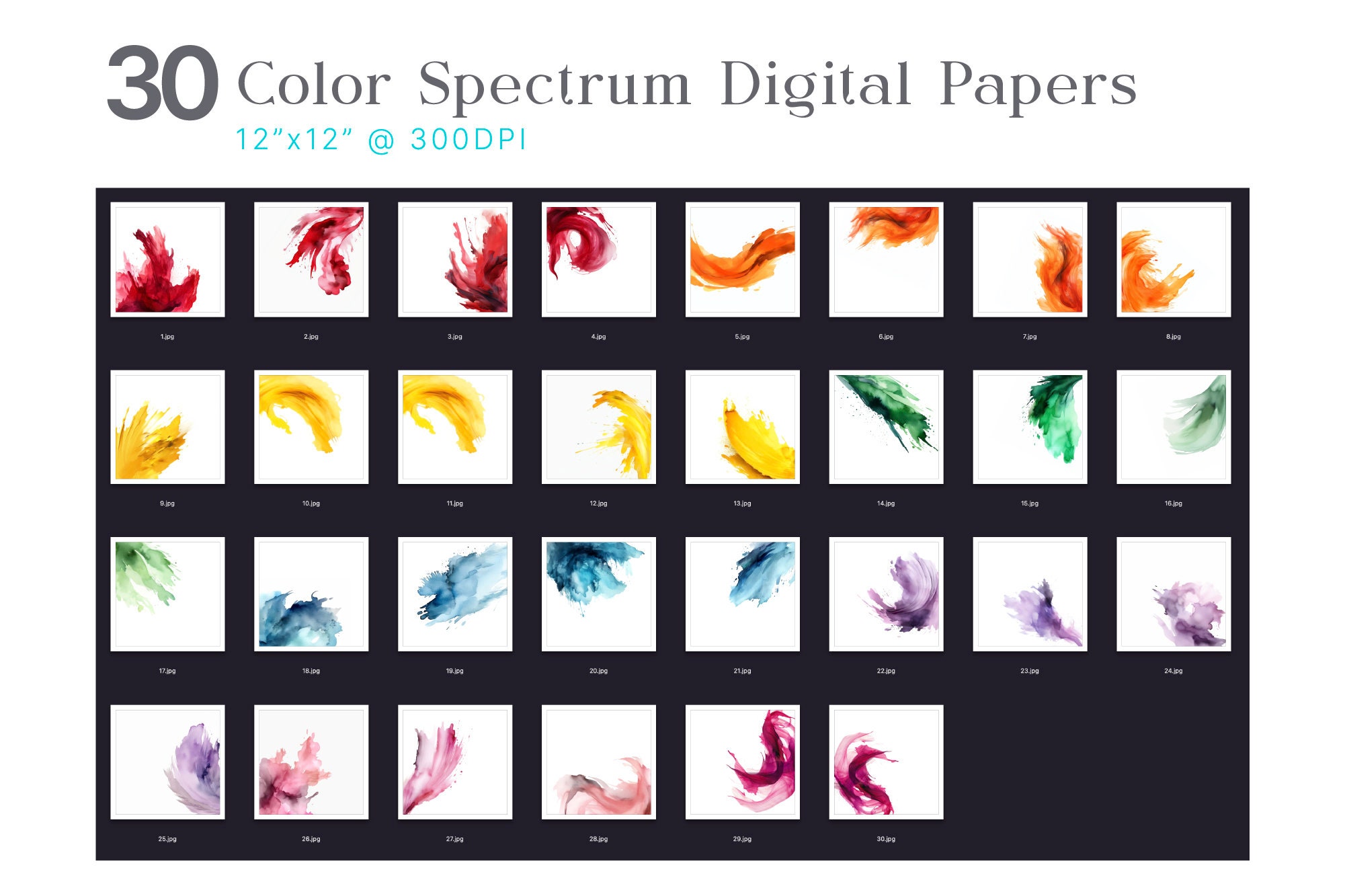 Rainbow Splash Digital Paper, Colorful Spectrum Brush Stroke, Digital ...
