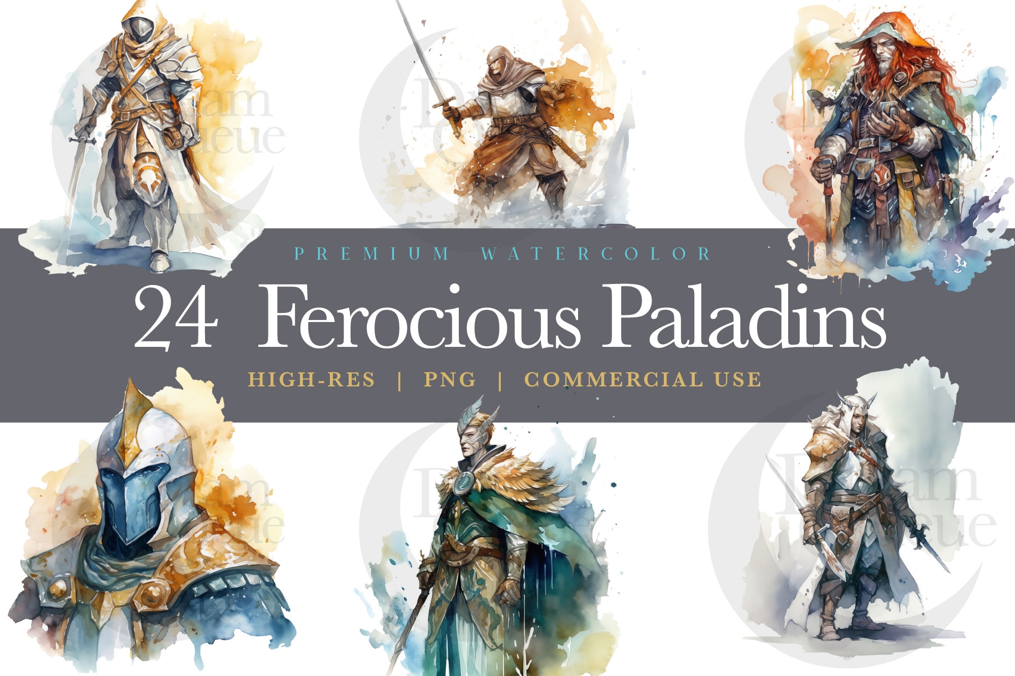 Watercolor Paladin Clipart, Medieval Knight, Digital Graphics for ...