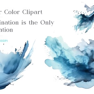 Watercolor Brush Stroke Clip Art, Blue Texture, Digital Graphics for ...