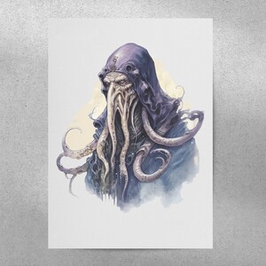 Fantasy Watercolor Illithid Clipart, Digital Graphics for Commercial ...