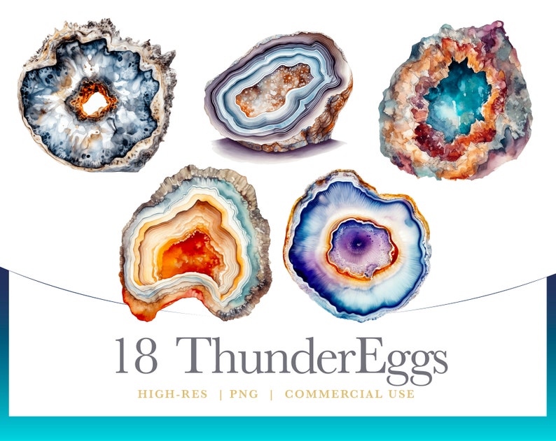 Watercolor Thunderegg Clipart, Geode Clipart, Digital Graphics for ...