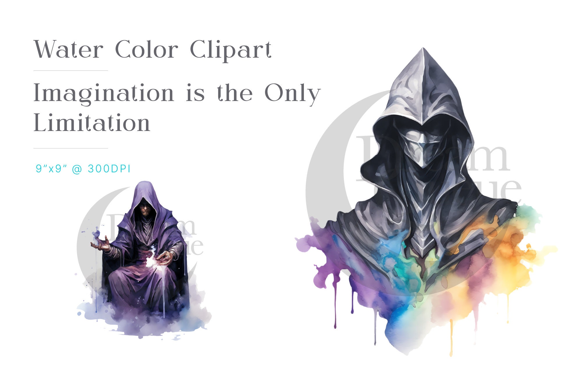 Watercolor Warlock Priest Clipart Magic Fantasy Digital - Etsy