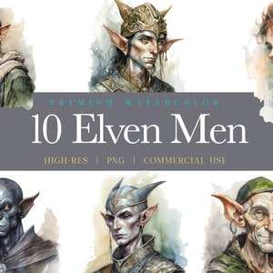 Watercolor Elven Men Clipart, Digital Graphics for Commercial Use ...