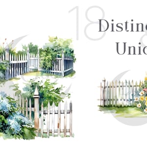 Watercolor Garden Fences Clipart, Spring Floral Clipart, Digital ...