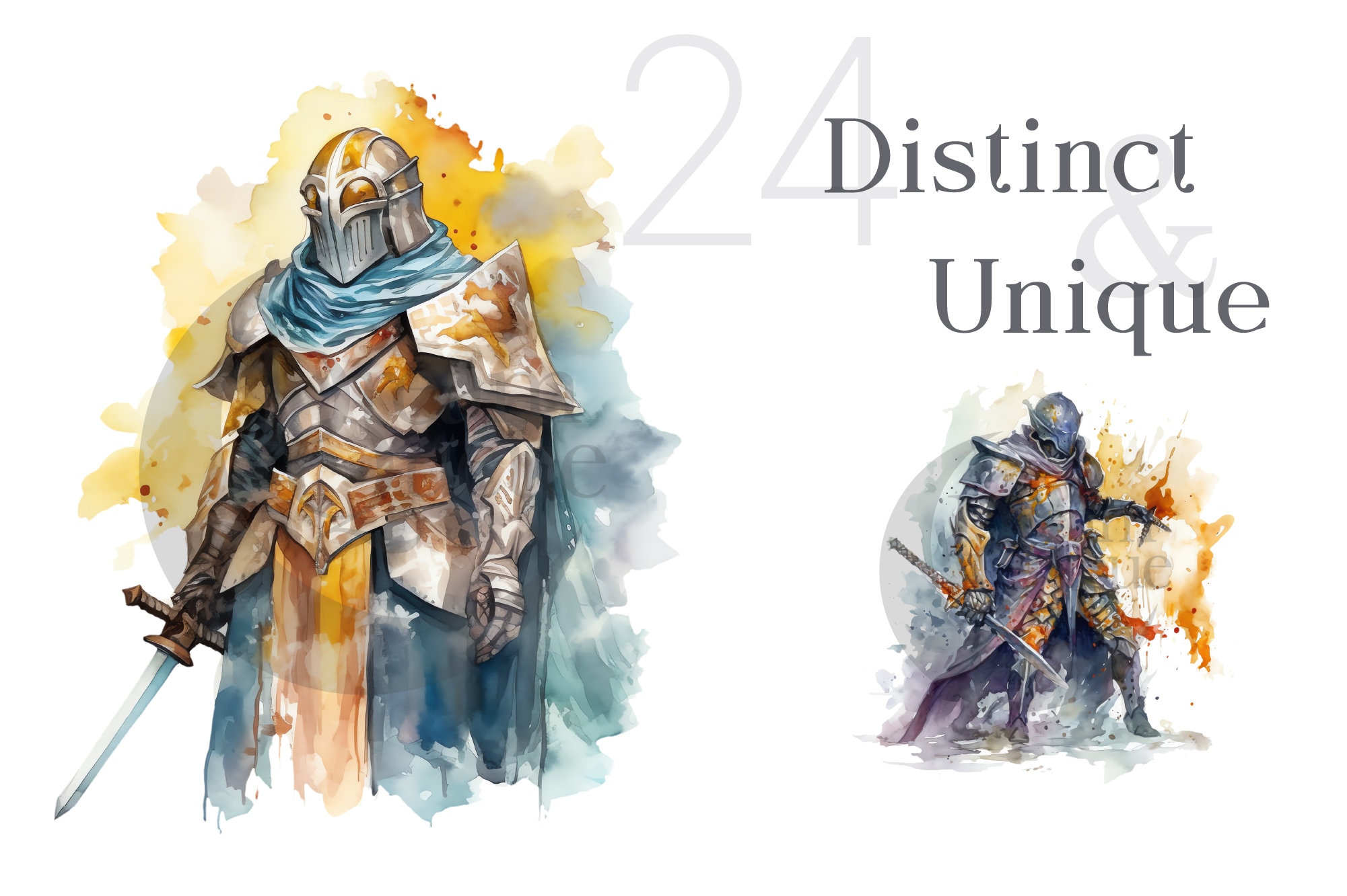 Watercolor Paladin Clipart, Medieval Knight, Digital Graphics for ...