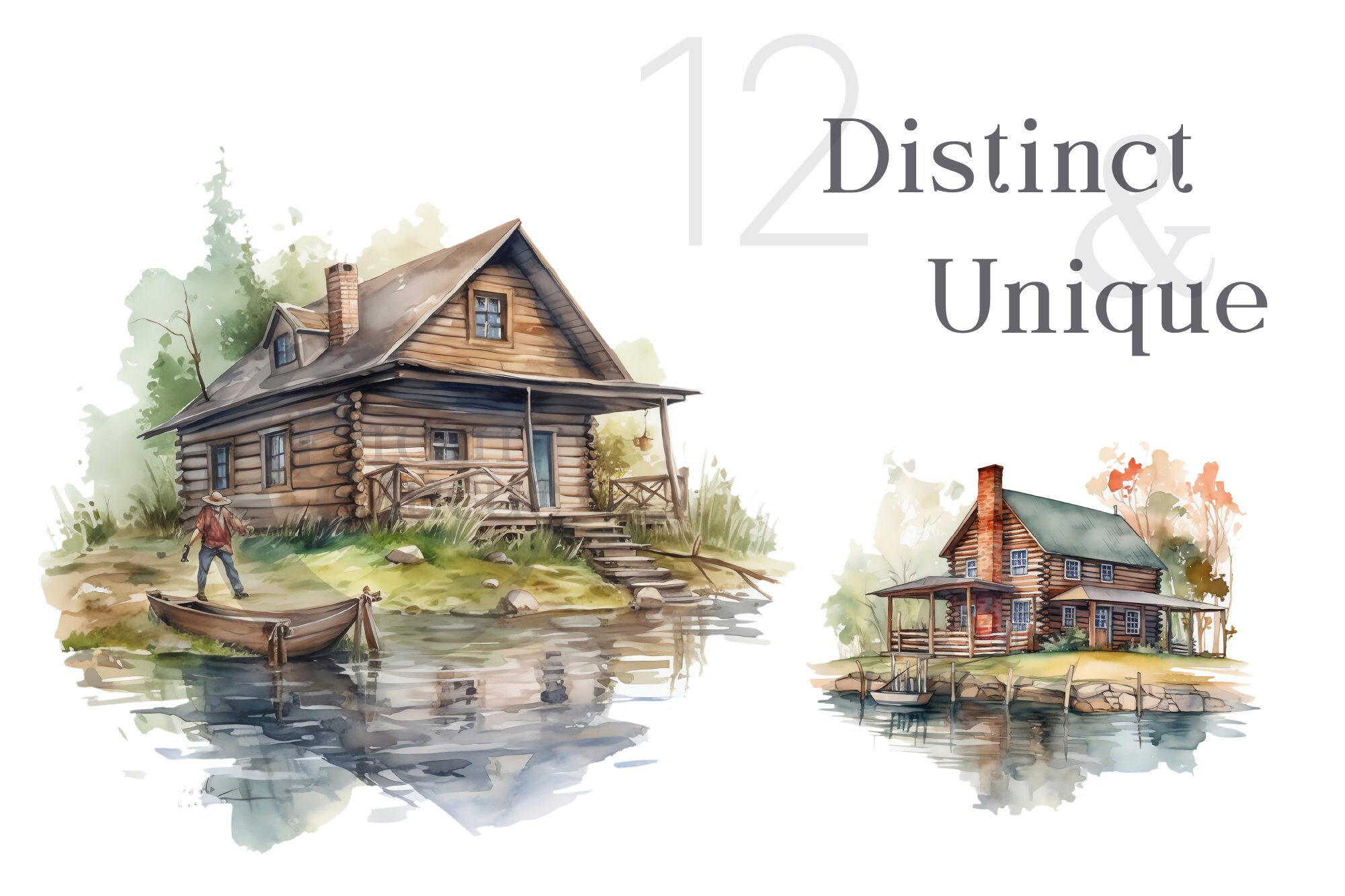 Watercolor Log Cabin Clipart, Digital Graphics for Commercial Use Instant Download - Etsy