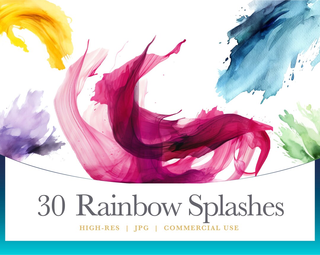 Rainbow Splash Digital Paper, Colorful Spectrum Brush Stroke, Digital ...