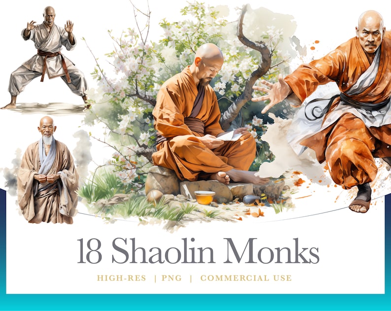 Watercolor Kung Fu Clipart, Martial Arts Clipart, Digital Graphics for ...