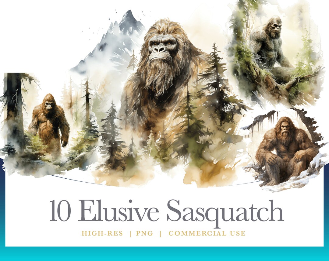 Watercolor Sasquatch Clipart, Bigfoot Clipart, Digital Graphics for ...