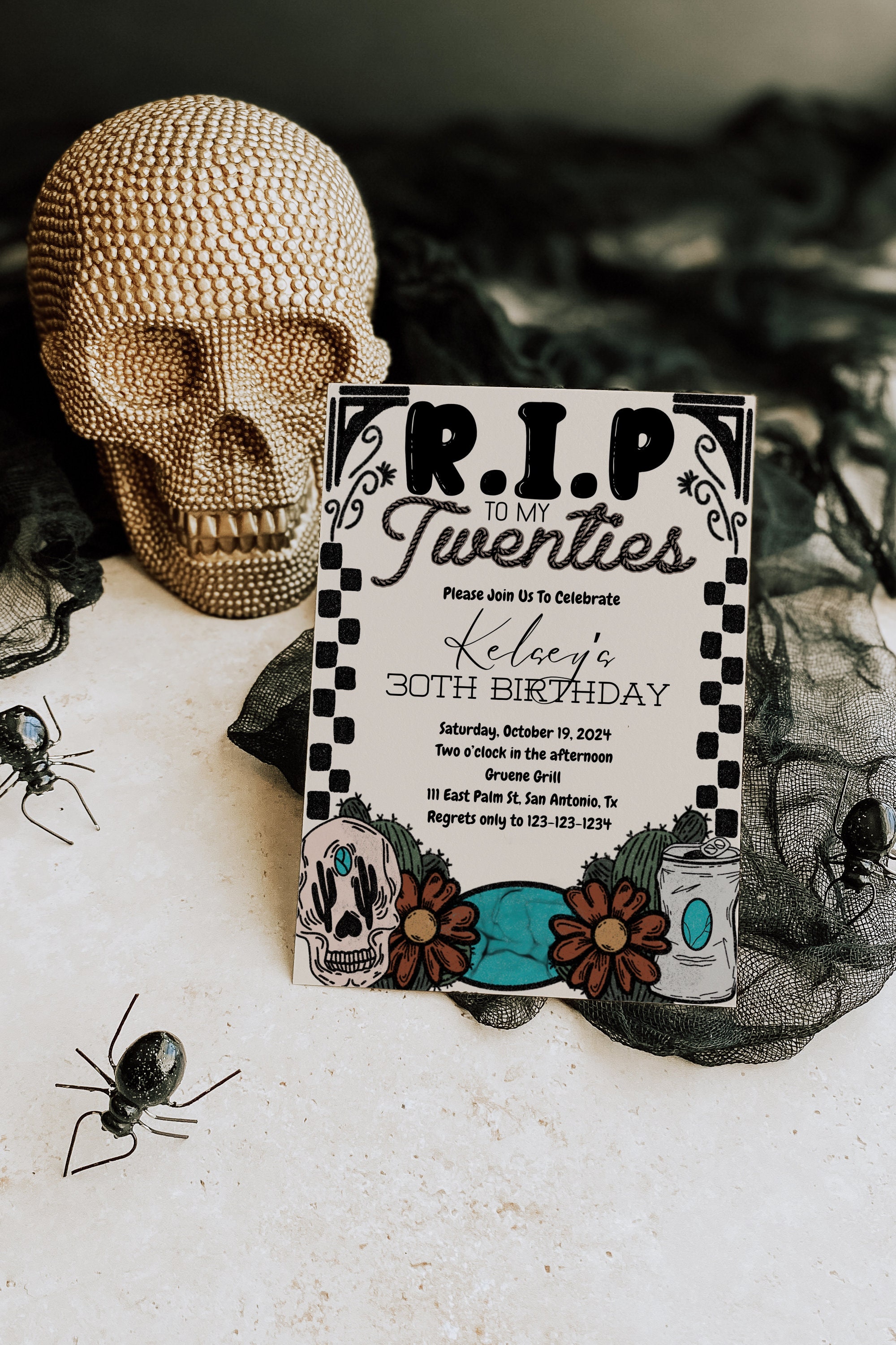 Editable Western Invite, Thirty Birthday, Checkered Invitation, Rip ...