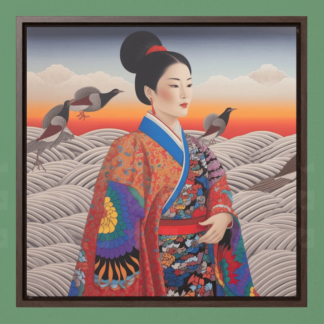 Vintage Japanese Tokyo Rainbow Geisha in Kimono Modern Contemporary ...