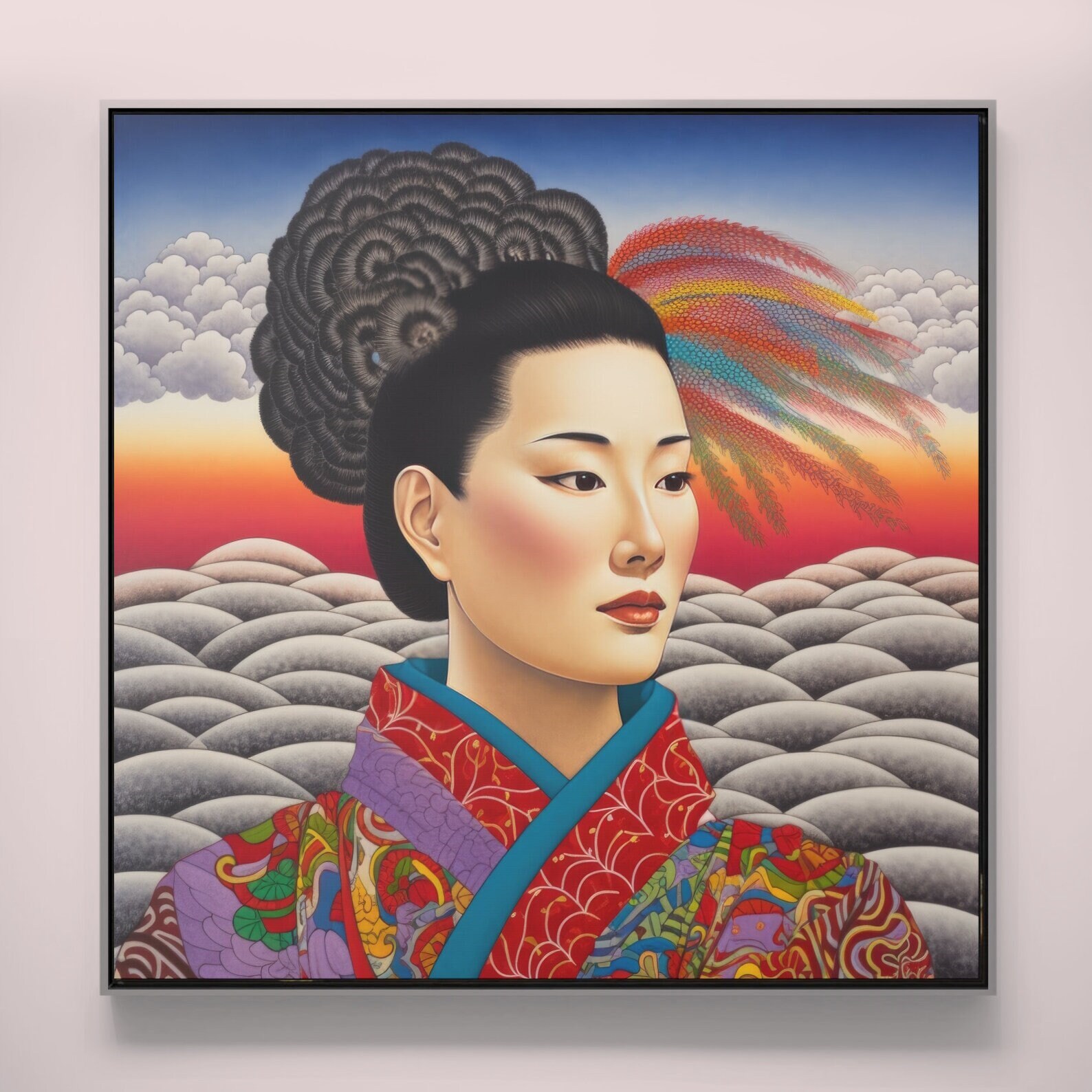 Vintage Japanese Tokyo Rainbow Geisha in Kimono Modern Contemporary ...